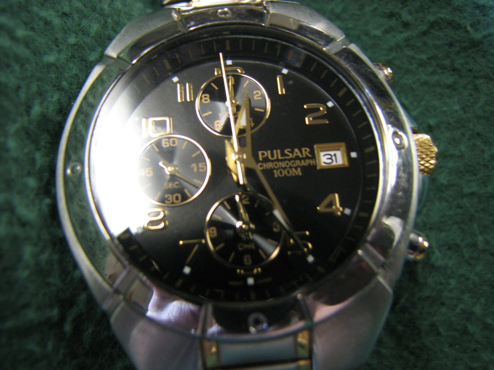 Beautiful PULSAR CHRONOGRAPH 100M Mens Calendar Wrist Watch EXCELLENT ...