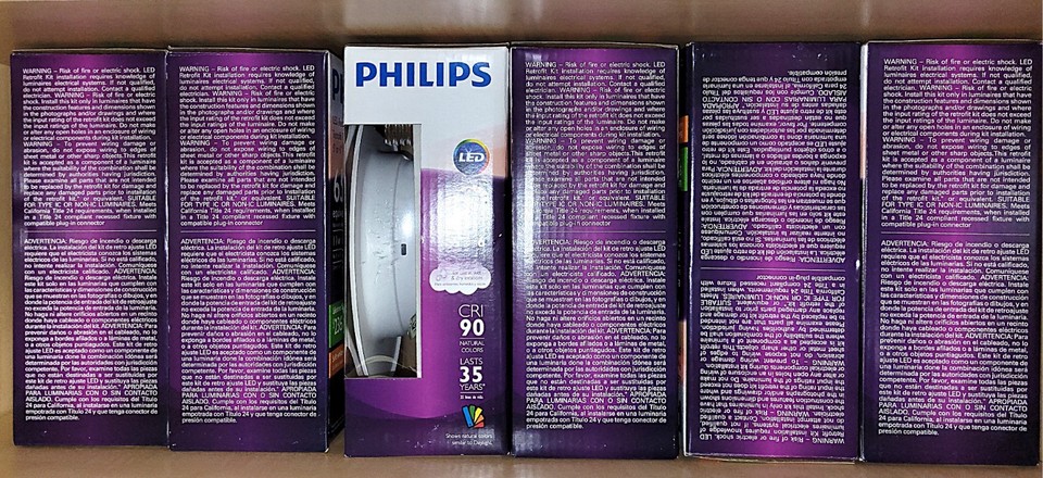 Set of 6 PHILIPS LED Recessed Retrofit Trim Light 5" or 6" 65W ...