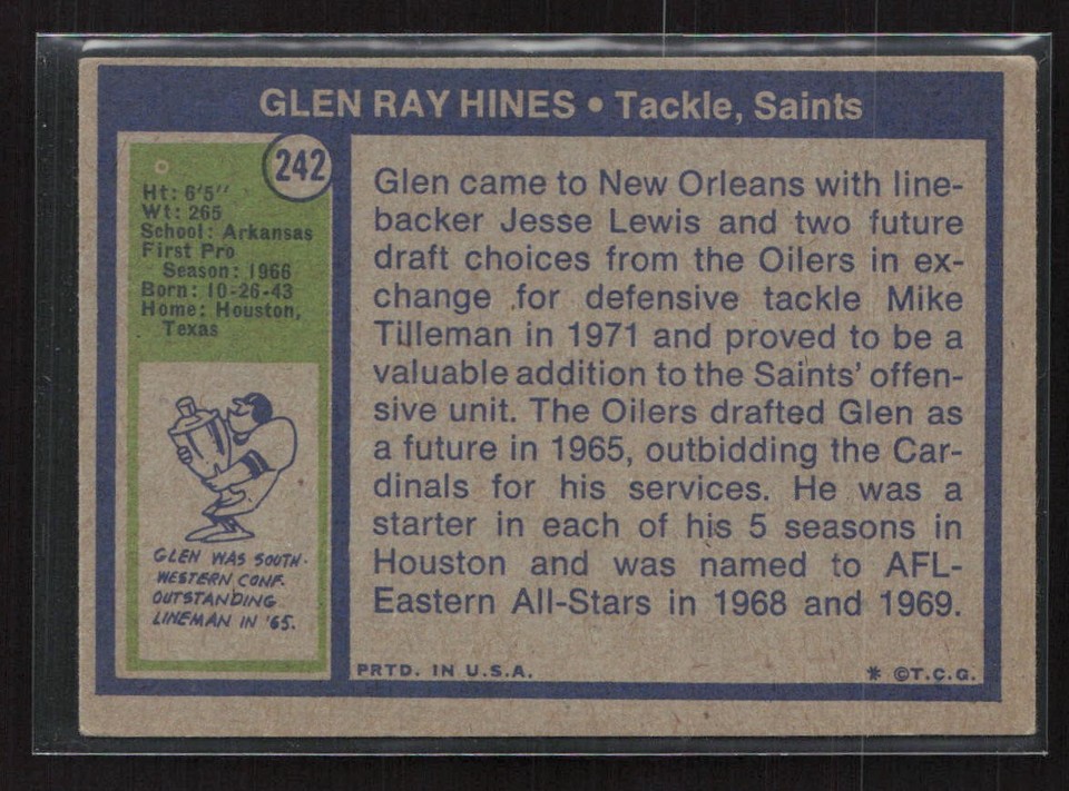 1972 Topps #242 Glen Ray Hines - EX/EX+ Set Break! | eBay
