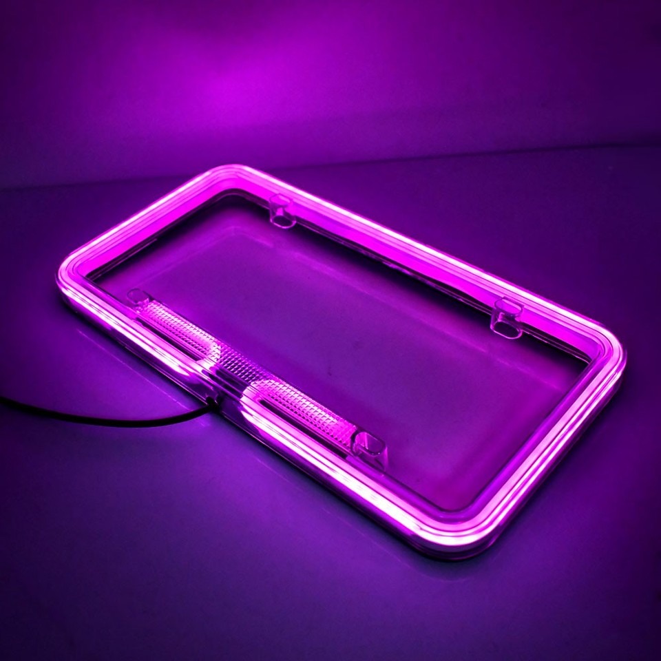 12V Fit Car Universal Purple Truck Neon License Plate Frame Front Rear ...
