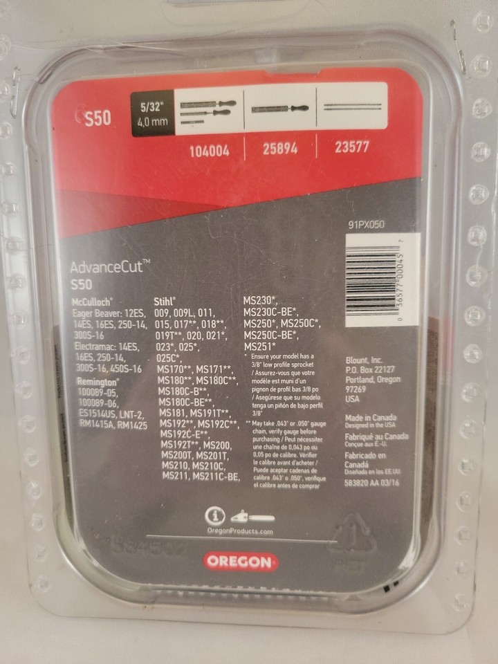 Oregon S50 AdvanceCut 14" Chain, 91PX, 50 Drive Links, 3/8" Low Profile ...