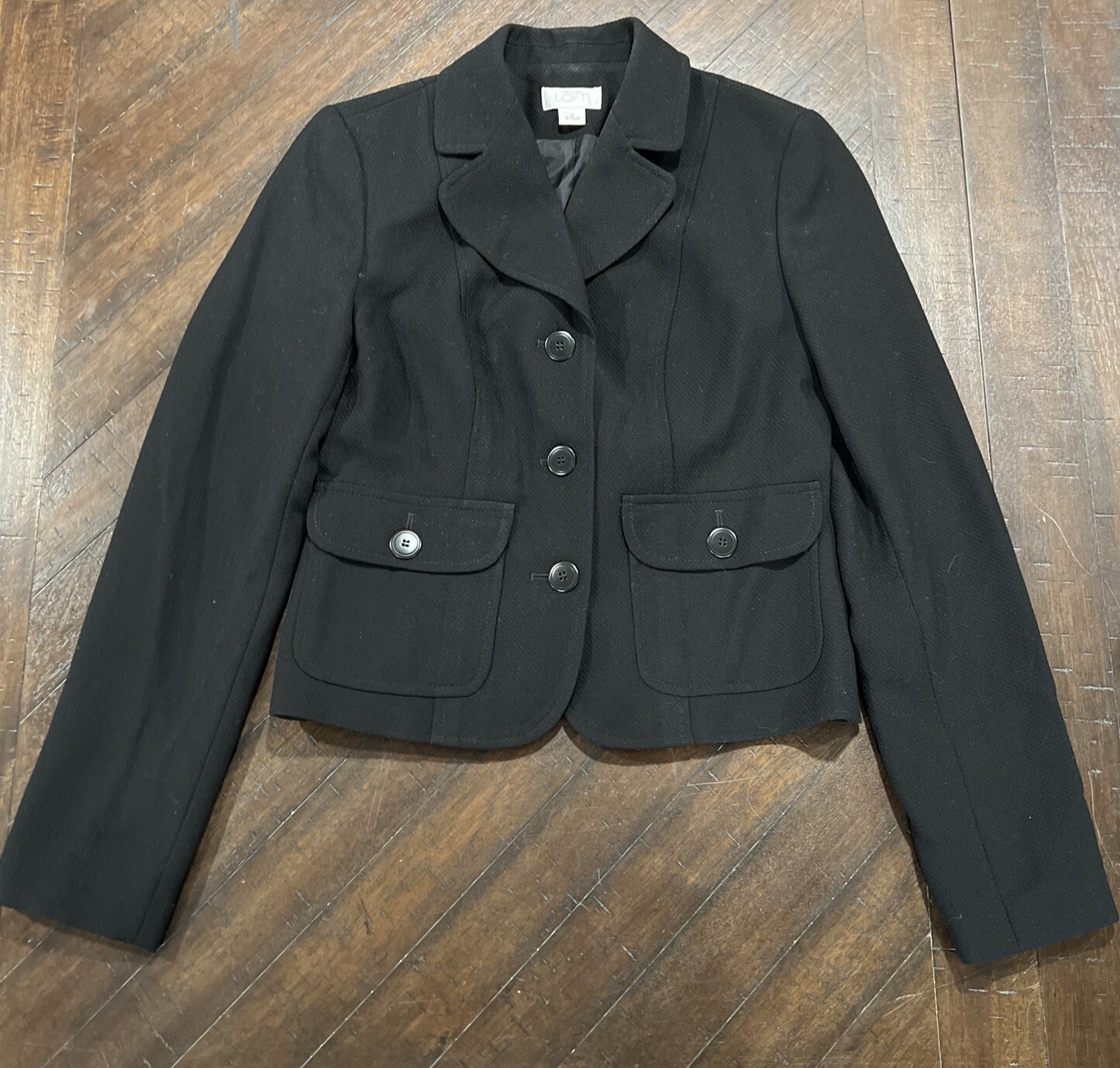 Ann Taylor Loft Jacket Blazer Black Size 0 Padded Shoulders | eBay