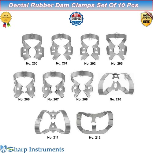 Dental Rubber Dam Clamps 200, 201, 202, 205, 207, 208, 210, 211, 212 ...