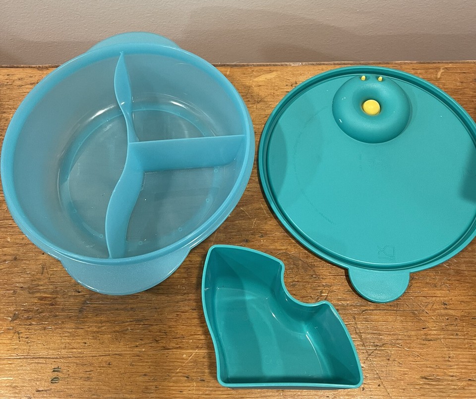 Tupperware 3859A Microwave Crystal Wave Divided Container 7" w/Insert ...