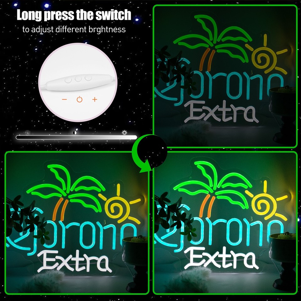 Corona Extra Beer Palm Tree LED Neon Light Sign Lamp Bar Wall Decor 12 ...
