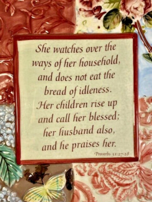 Vintage Mother's Day Embossed Ceramic Wall Plaque 7" x 7" Proverbs 31: ...