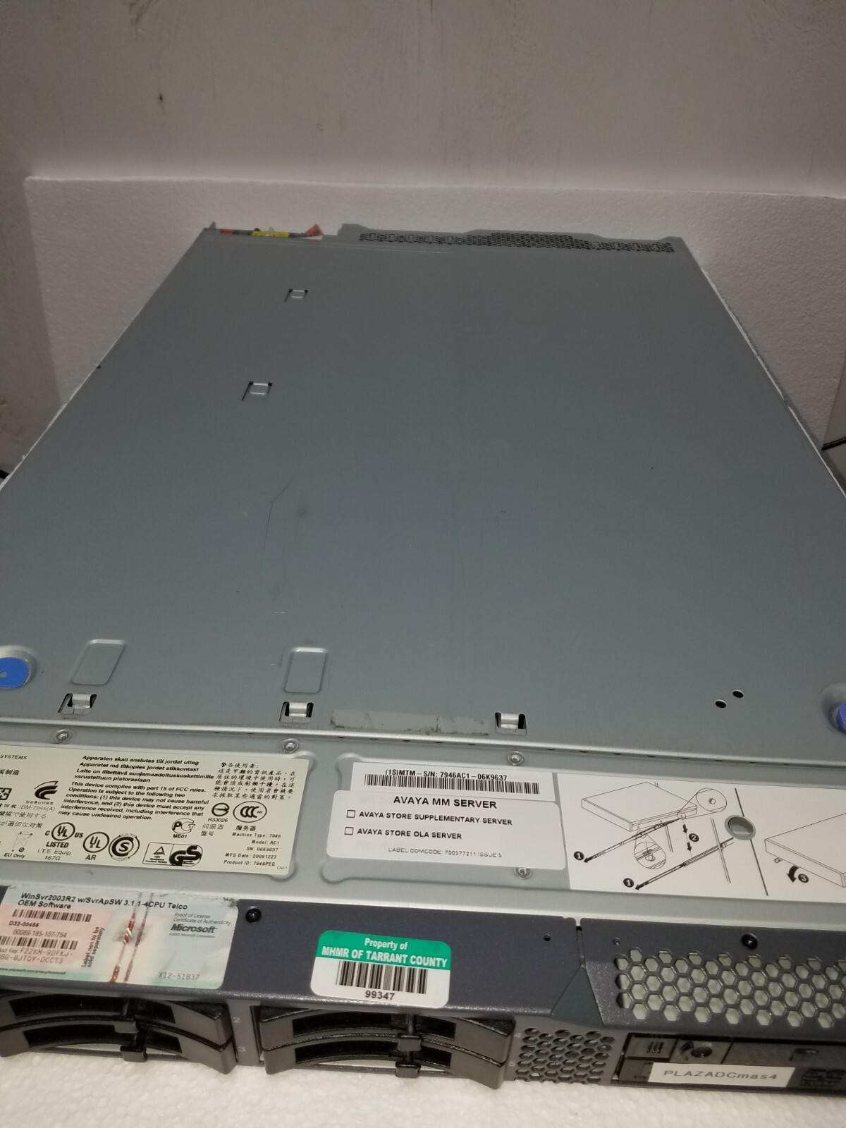 Avaya S8800 U1 Server w/ Intel Zeon 2.27GHz 4GB Ram NO HDD 700478613 ...