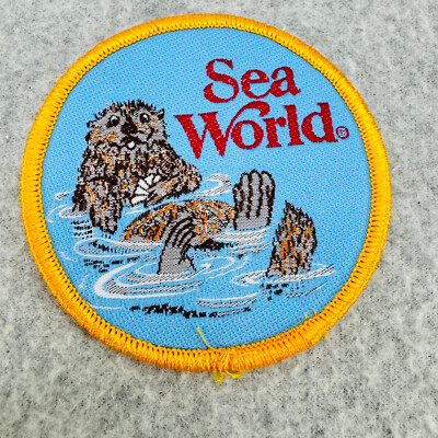Sea World Otter Patch Sew On Souvenir Round Yellow Blue | eBay