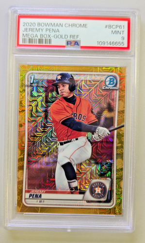 JEREMY PENA 2020 BOWMAN CHROME 1ST MEGA BOX GOLD REF /50 SP PSA 9 MINT ...