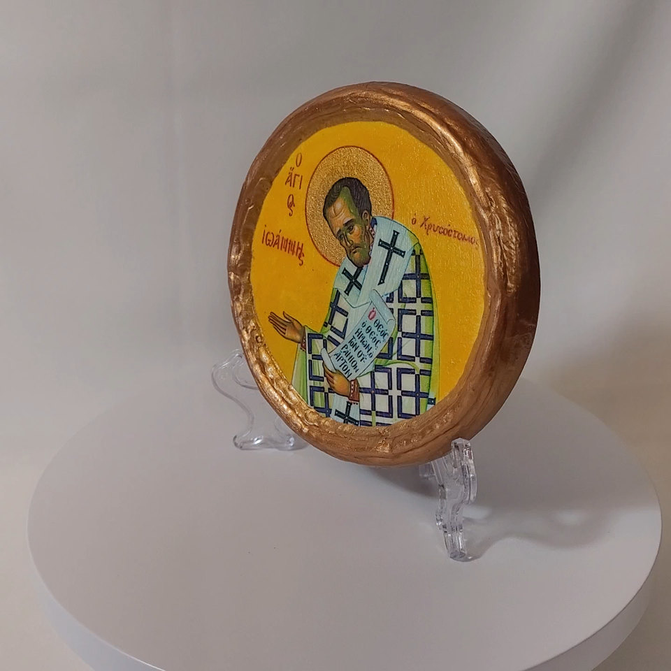 Saint John Crysostom Catholic & Byzantine Greek Orthodox Round Icon | eBay