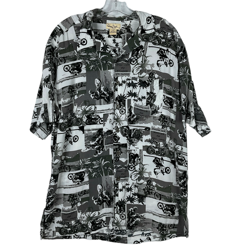 Panama Jack Men's Large Short Sleeve Button Up Shirt Gray/White ...