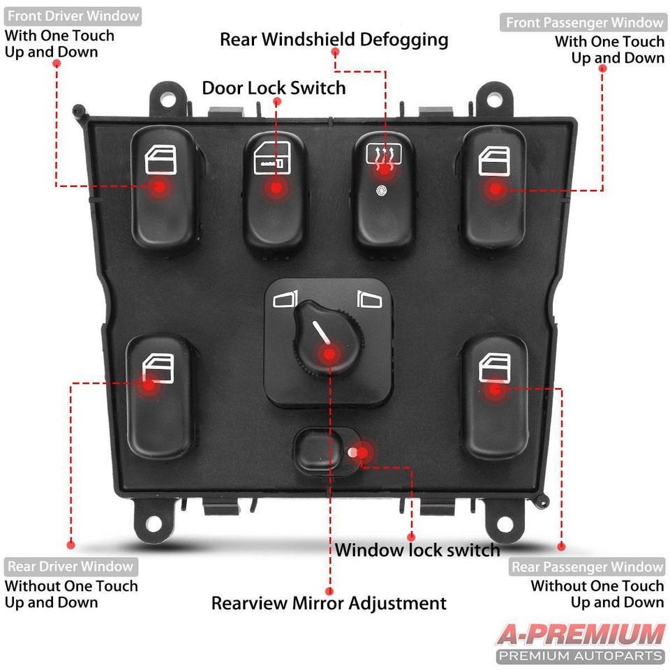 A-Premium Center Console Power Window Switch for Mercedes-Benz W163 ...