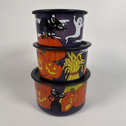 Tupperware Set of 3 Pumpkin and Ghost Halloween One Touch Stacking ...