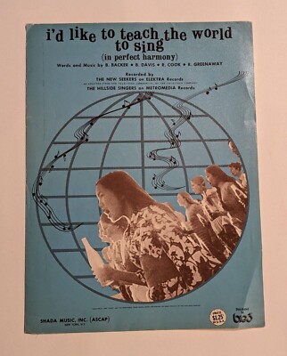 Music Sheet for “I’d like to teach the world to sing” 1971 Coke Theme ...