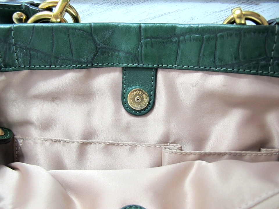 Coach Ashley Croc Embossed Leather Handbag ~ Forest Green | eBay
