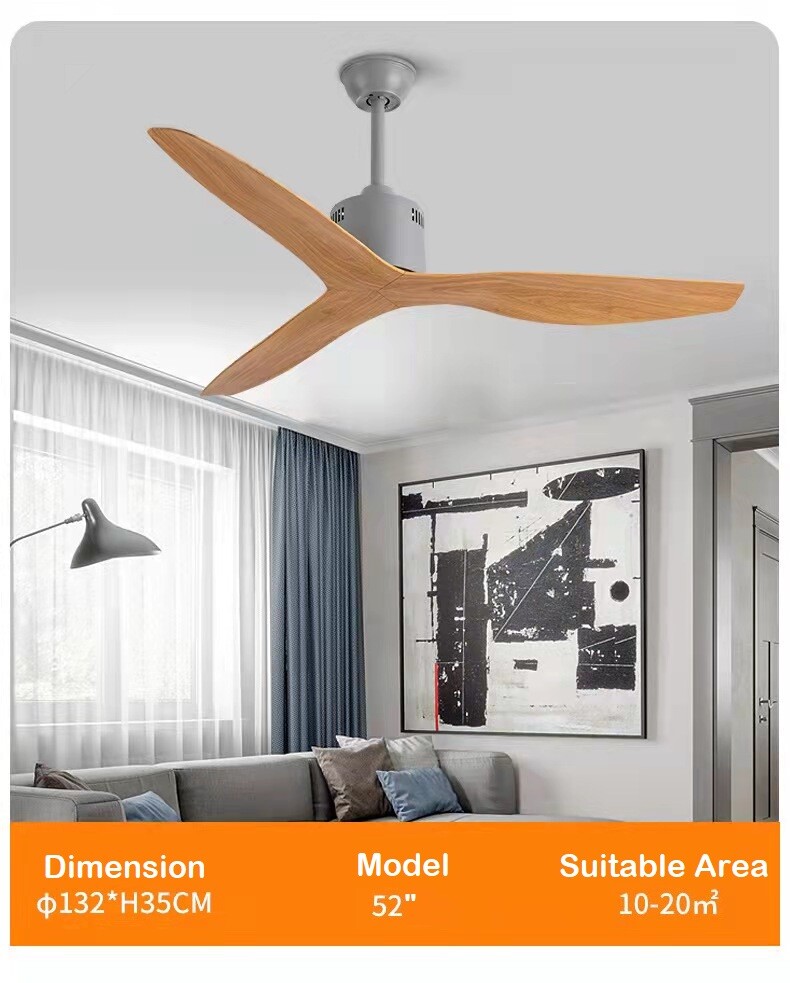 56" Designer RC Remote Control Three Wood Timber Blade 132CM Ceiling ...