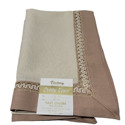 VTG 52x70 Rectangle Rayon Tablecloth Dobby Jones Victory K&B Linens ...
