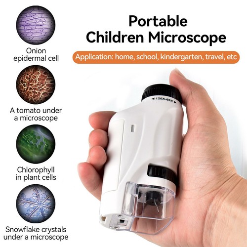 60X-120X Kid Pocket Microscope- Handheld Magnification Lens with LED ...