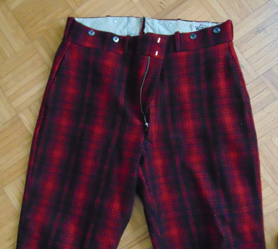 WOOLRICH BLACK/RED PLAID WOOL HUNTING PANTS-VINTAGE- SIZE 38 | eBay