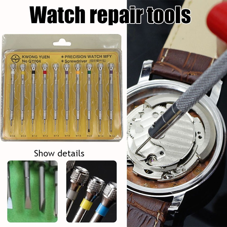 Set of 8pcs Flat Heads Screwdrivers Watch Repair Kit Steel Slotted ...