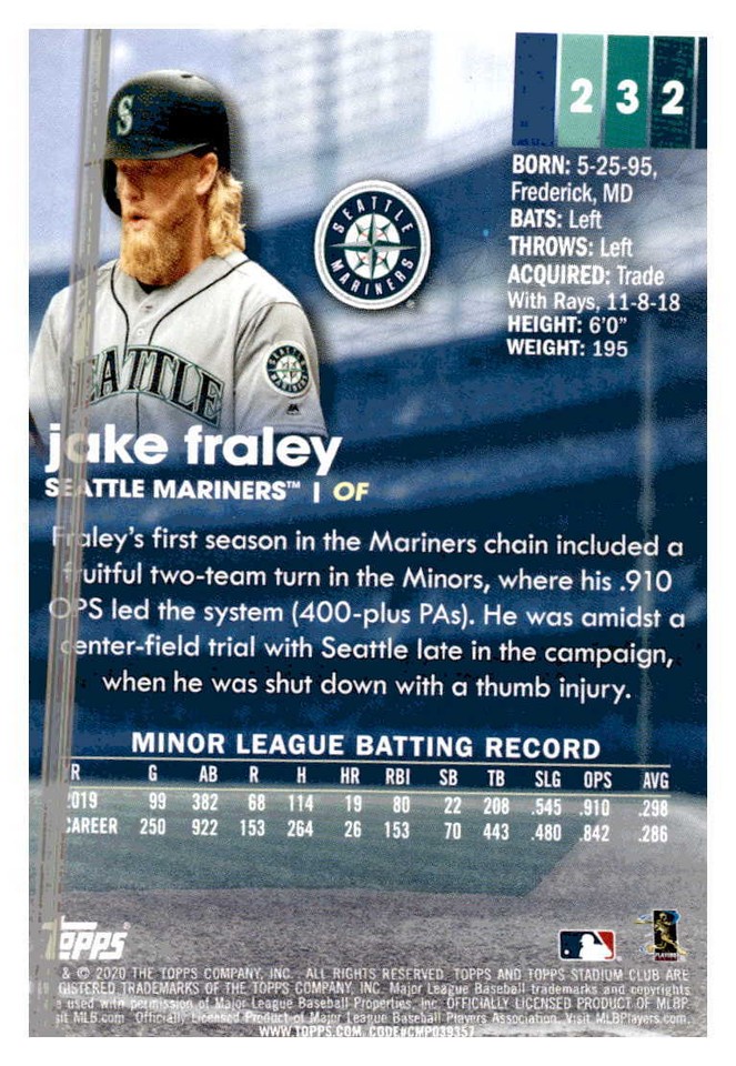 2020 Stadium Club Jake Fraley RC 232 | eBay