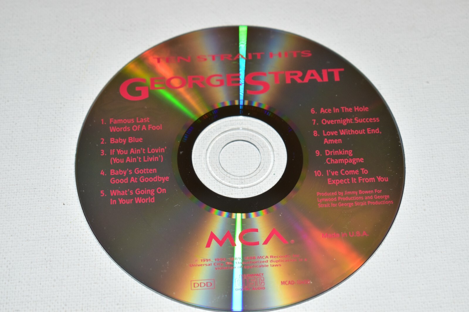 Ten Strait Hits by George Strait (CD, 1991) CD Disc Only C2 8811045029 ...