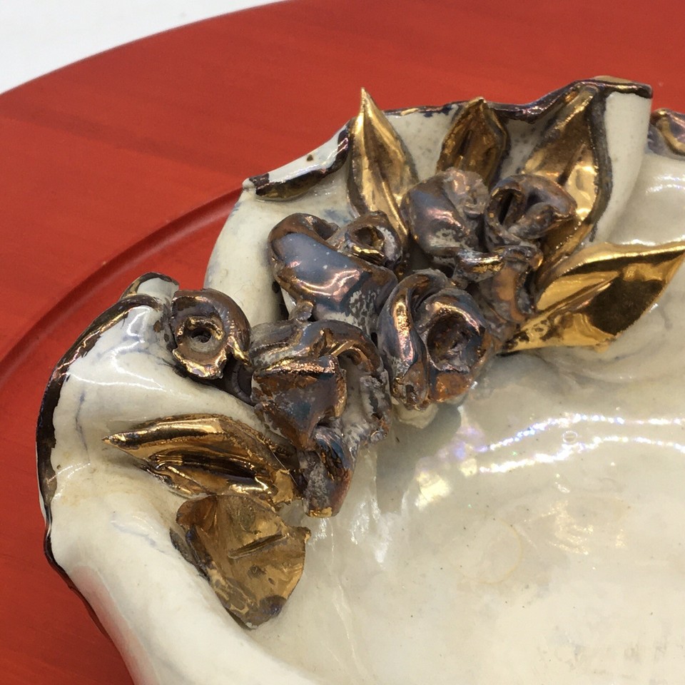 Vintage Art Pottery Raku Flower Free Form Hand Built Bowl Carole ...