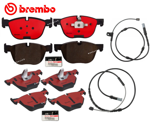 Brembo Front Brake Pads & Rear Brake Pad Set Ceramic + Sensor OES for ...