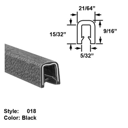 Heavy Duty Vinyl Plastic U-Channel Push-On Trim, Ht. 9/16" x Wd. 21/64 ...