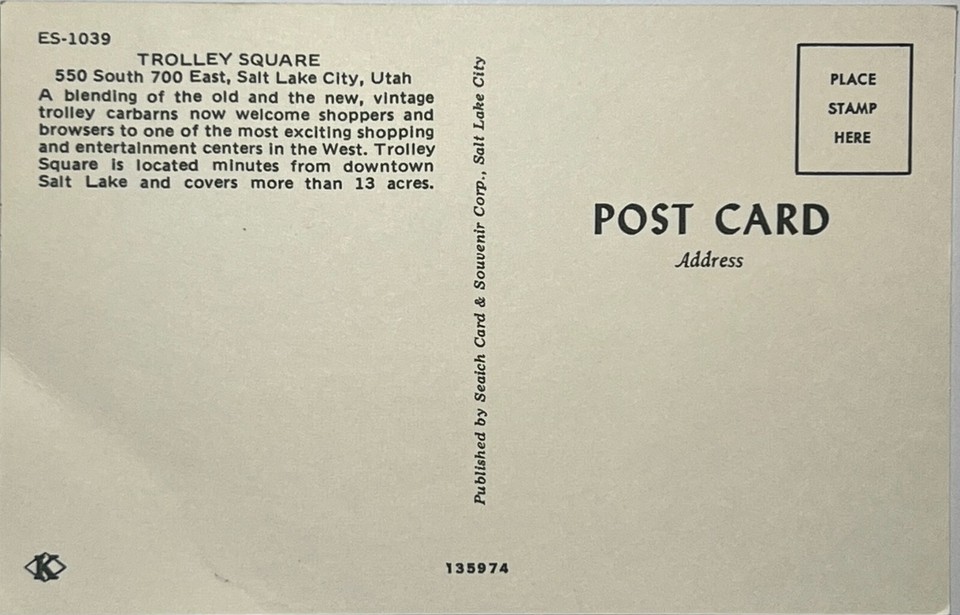 Chrome Postcard Trolley Square Salt Lake City Utah Unposted | eBay