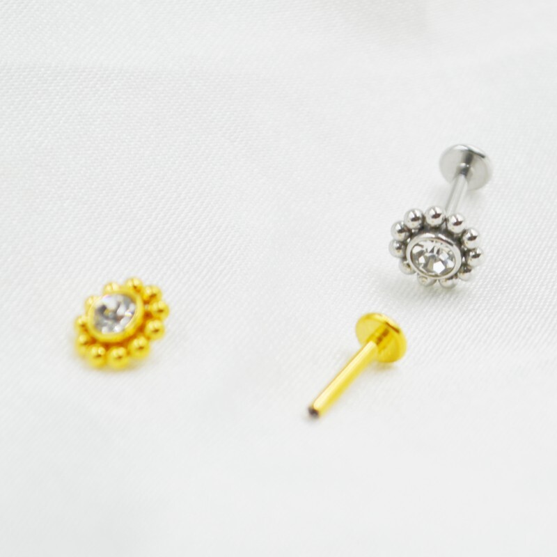 50PCS Shine Gems Labret Lip Chin Ring Monroe Ear Helix Tragus Bars 16g ...