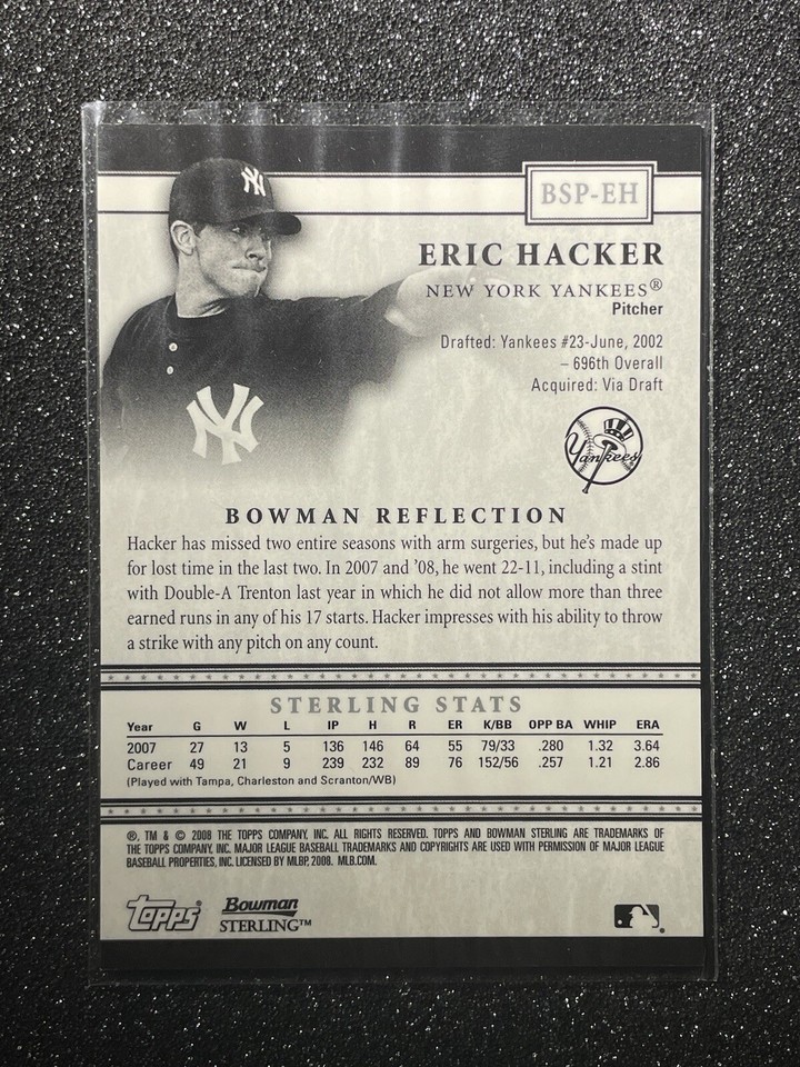 2008 (YANKEES) Bowman Sterling Prospects #BSP-EH Eric Hacker Auto | eBay