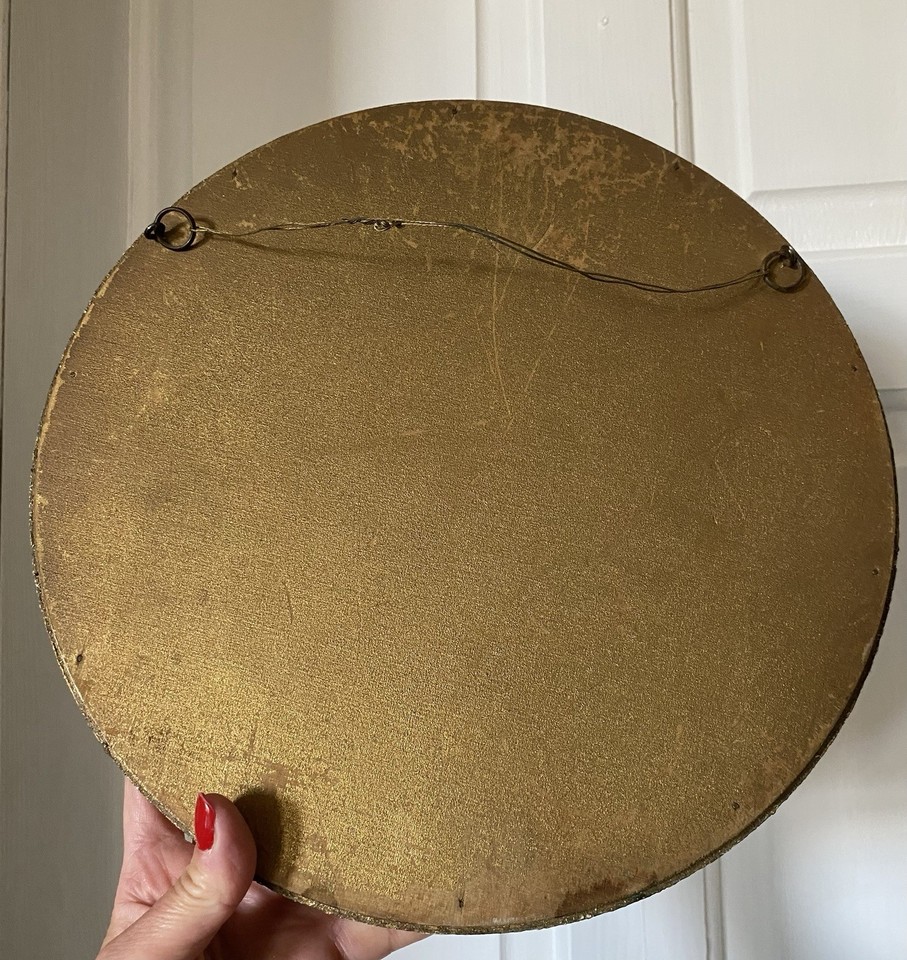 Vtg Gilded Frame Round Convex Butler’s Mirror Witch’s Mirror Miroir de ...