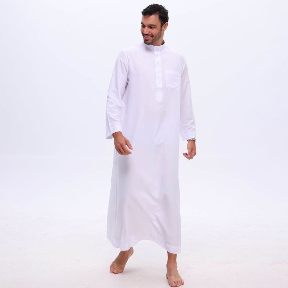 Men White Thobe Jubba Dishdasha Saudi Arab Men Muslim Robe Thawb Thoub ...