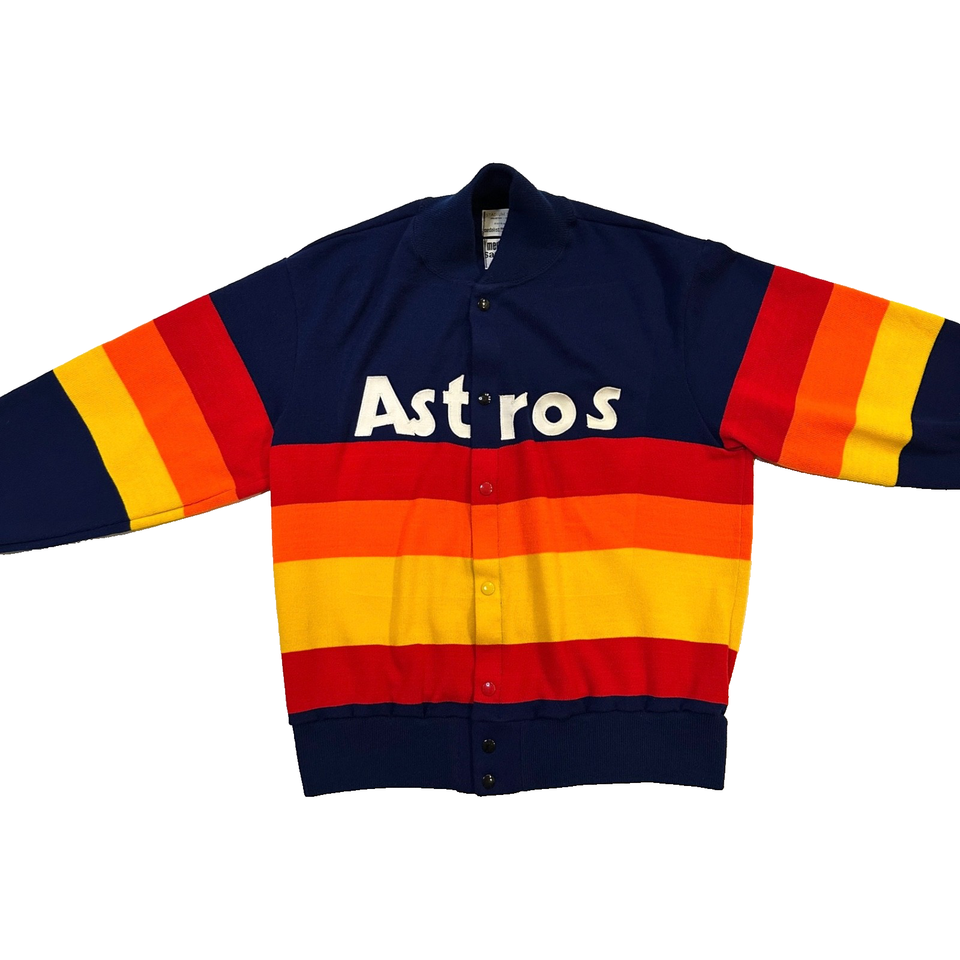 VTG 1979-83 Houston Astros TEAM ISSUED Sweater Cardigan Medalist Sand ...