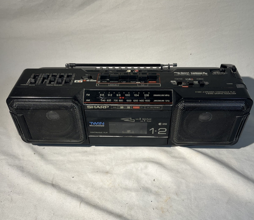 VTG Sharp Wq-t283 Boombox Black Retro Dual Cassette Japan READ | eBay