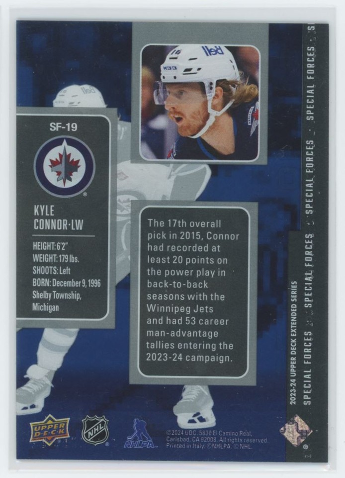 2023-24 UD Extended Series Kyle Connor SF-19 Special Forces | eBay