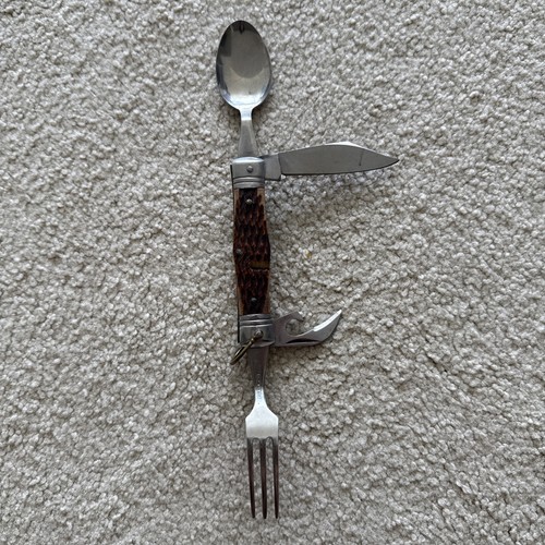 Vintage Colonial Prov USA Camper Pocket Knife Camping Hobo Spoon Fork ...