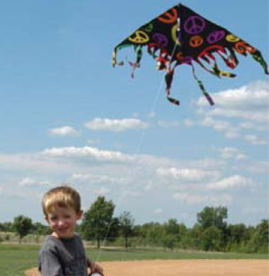 Kite Black Peace Signs Fringe Delta Single Line Kite Winder String..7 ...