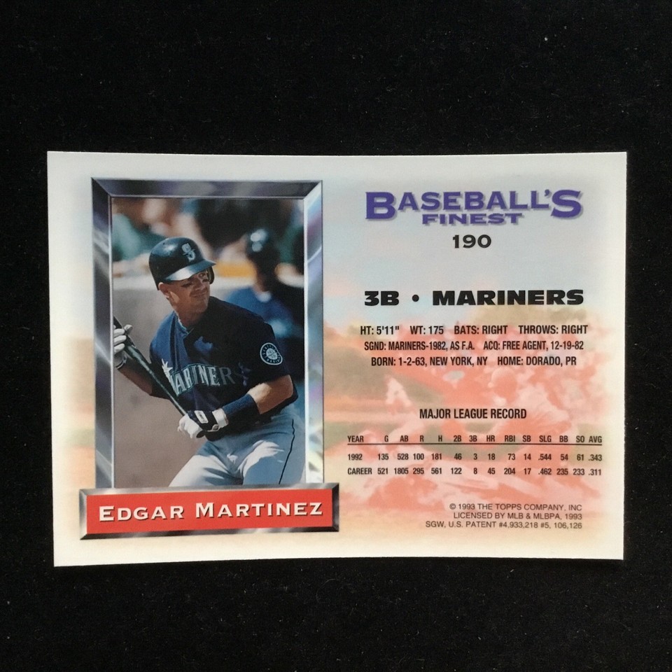 1993 Topps Finest #190 Edgar Martinez HOF Seattle Mariners | eBay