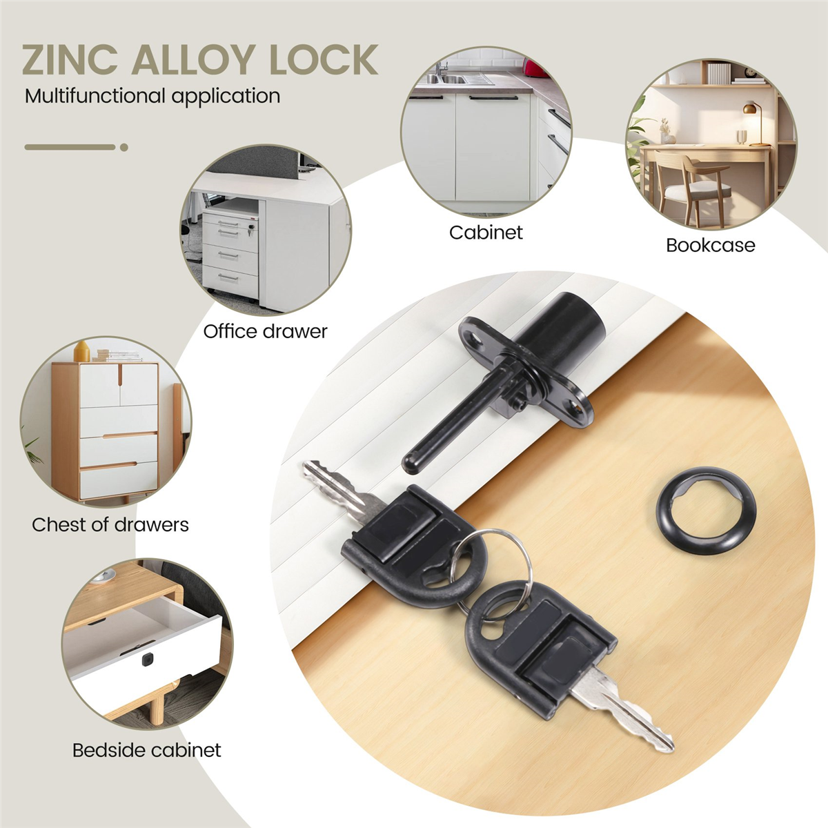 Zinc Alloy Computer Desk Cabinet Mailbox Drawer Cupboard Locker Cam ...