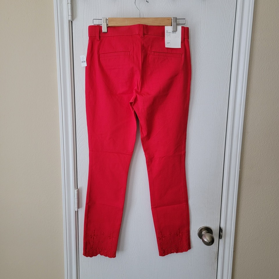 Gap Skinny Ankle Mid-Rise Pants Red Size 2 NWT | eBay