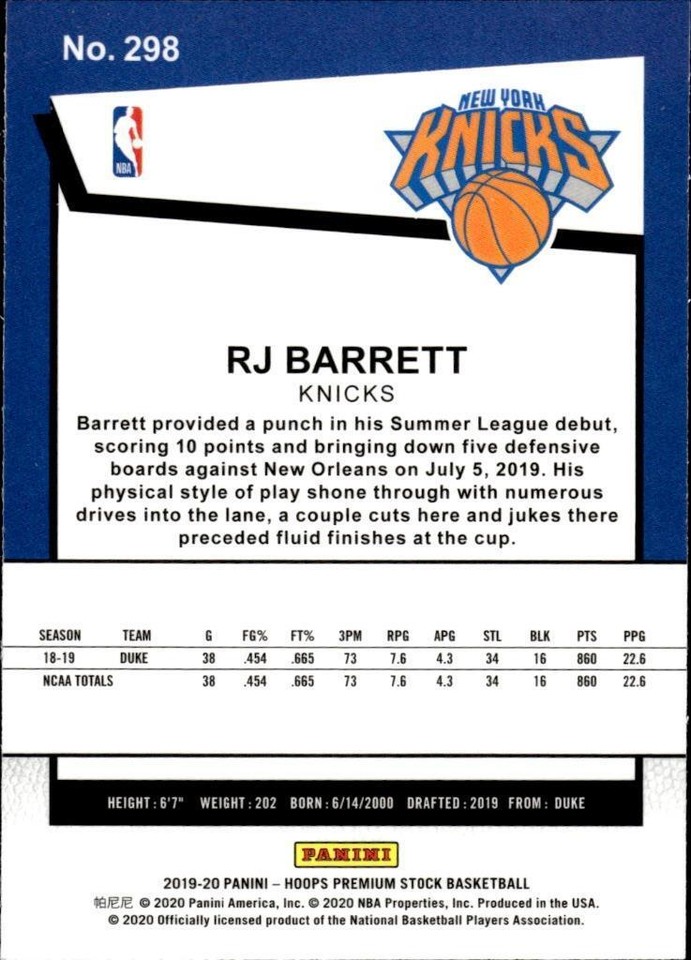 RJ BARRETT CARD #298 BUY ANY 2 ITEMS FOR 50% OFF B225R4S5P64 | eBay