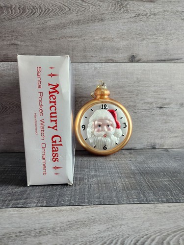 Dept 56 Mercury Glass Santa Pocket Watch Handpainted Christmas Ornament ...