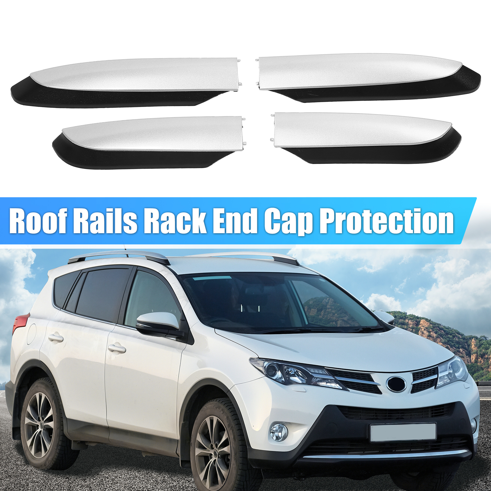 1 Set Roof Rack Rail Cover End Shell Cap for Toyota RAV4 2013-2018 ...