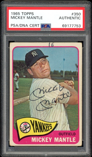 Signed 1965 Topps Mickey Mantle Yankees Autograph Card #350 - PSA ...
