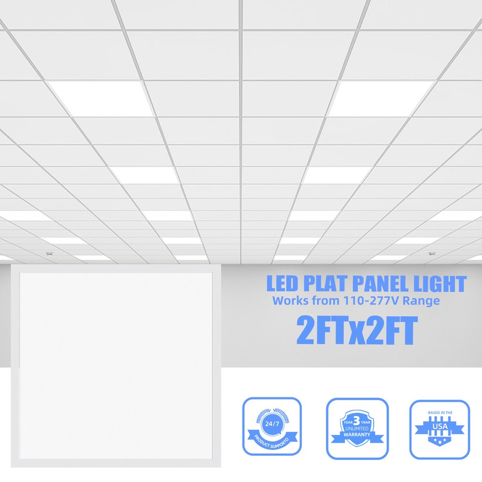 2x2 FT LED Flat Panel Troffer Light,2x4 FT Recessed Back-Lit Drop ...