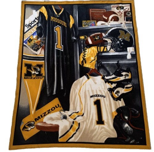 Rare Blanket Mizzou Missouri Tigers Stadium Fleece Throw Man Cave Decor ...