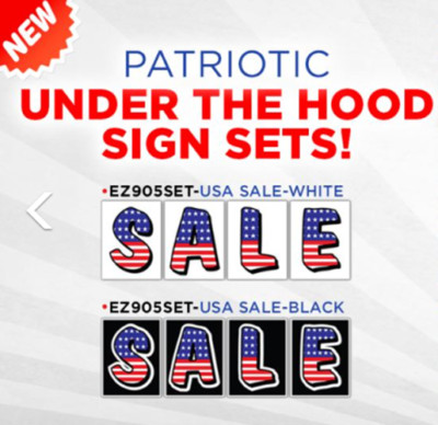 White EZ Patriotic Under the Hood Sign Sale USA Flag Car Lot Sales ...