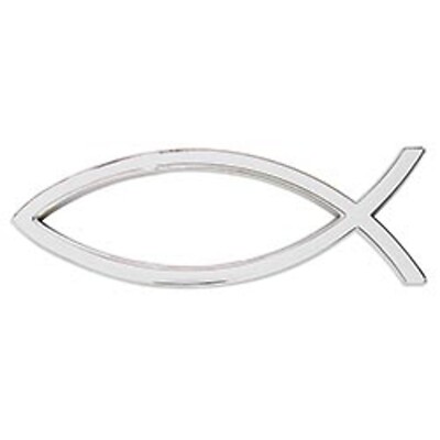 3-D SILVER FINISH Ichthus Auto Emblem fish Car Emblem Plaque FREE S/H w ...